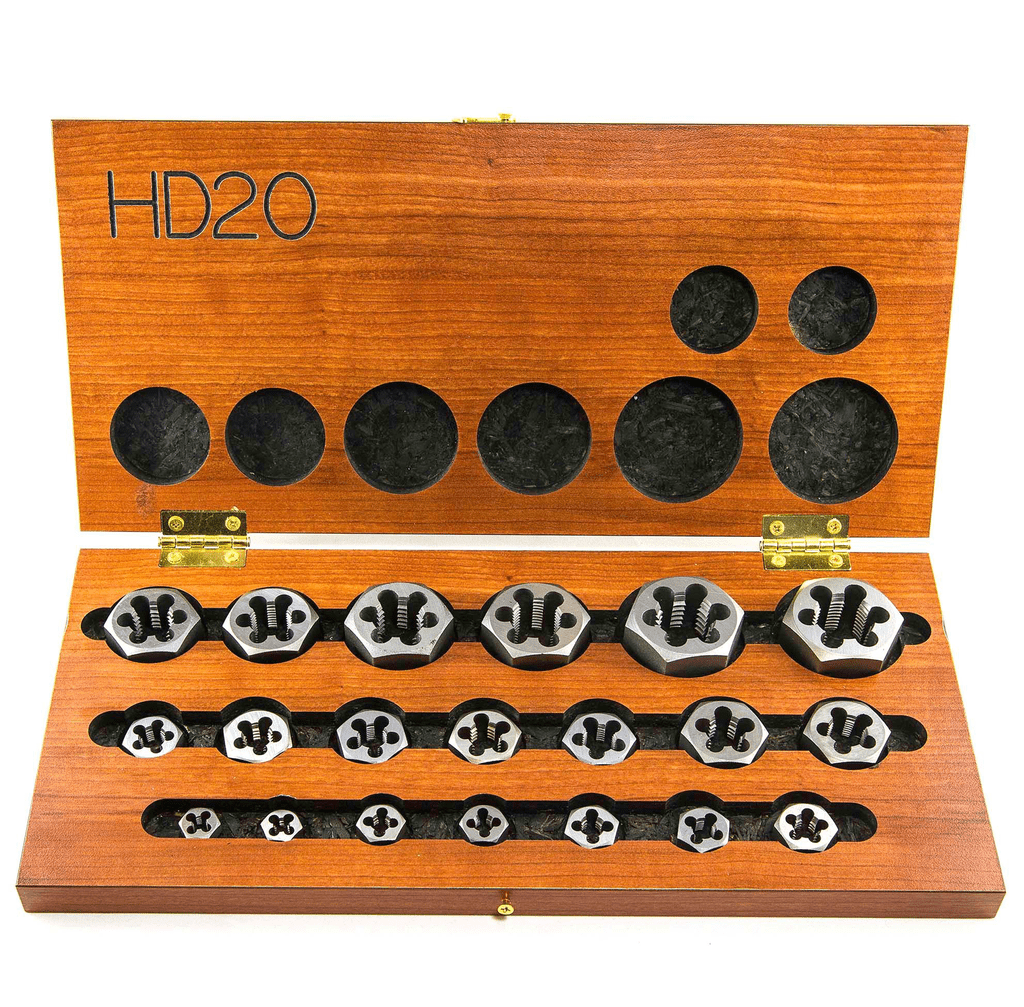 20PC HEX RETHREADING DIE SET NC & NF CARBON STEEL