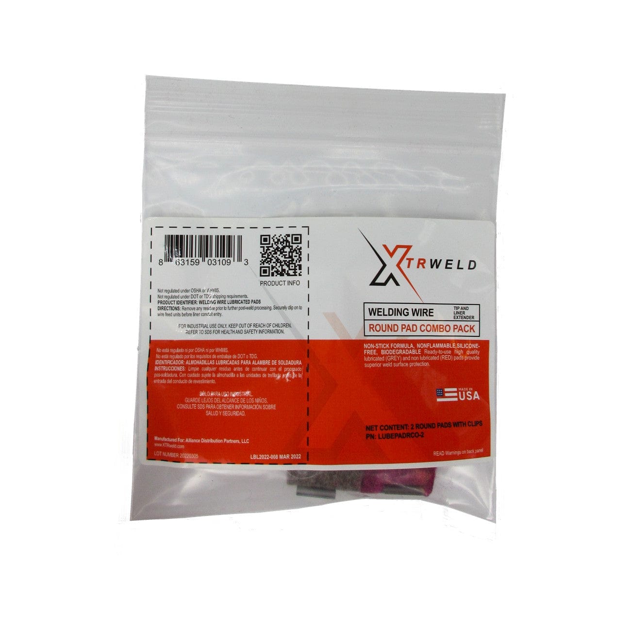 LUBEPADRCO2 XTRweld Lube Pad with Clip Combo Pack